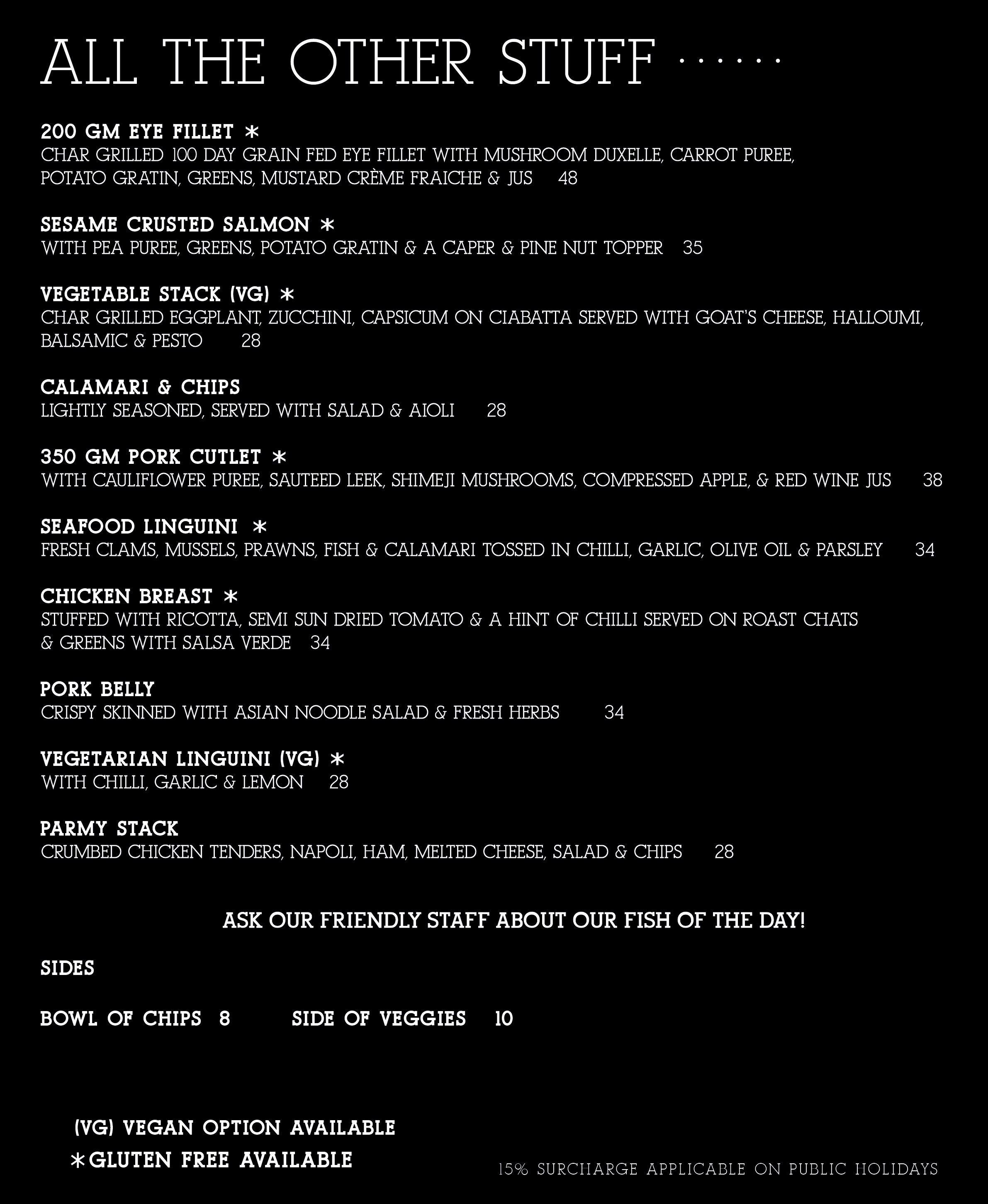 Dinner Menu - Mr Jones and Me | Restaurant Bar & Grill